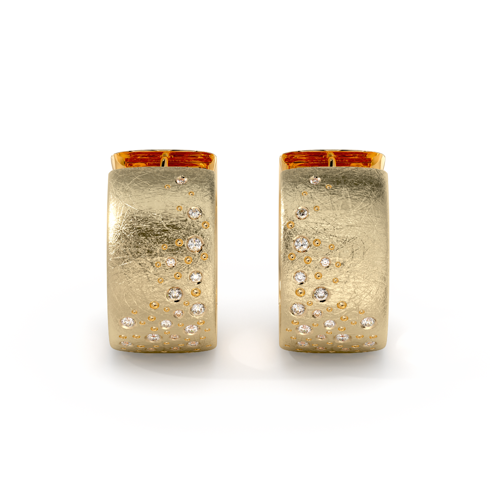 c16063 - White Diamond Scratch Point Earring - 순희주얼리